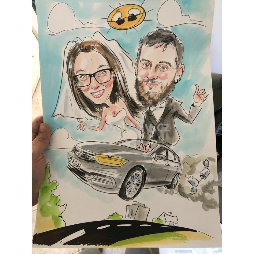 Svatební Karikatura Pro Dva Ptákoviny Dárky Za Výprodejové Ceny